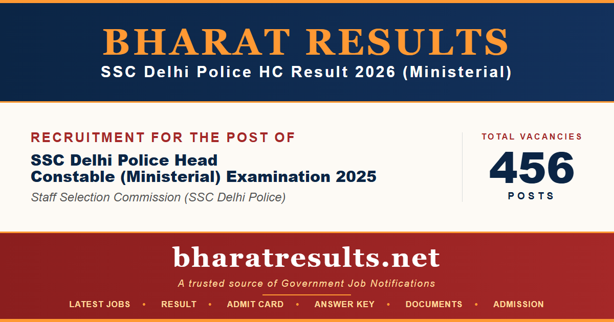 SSC Delhi Police HC Result 2026 (Ministerial) - Bharat Results Sarkari ...